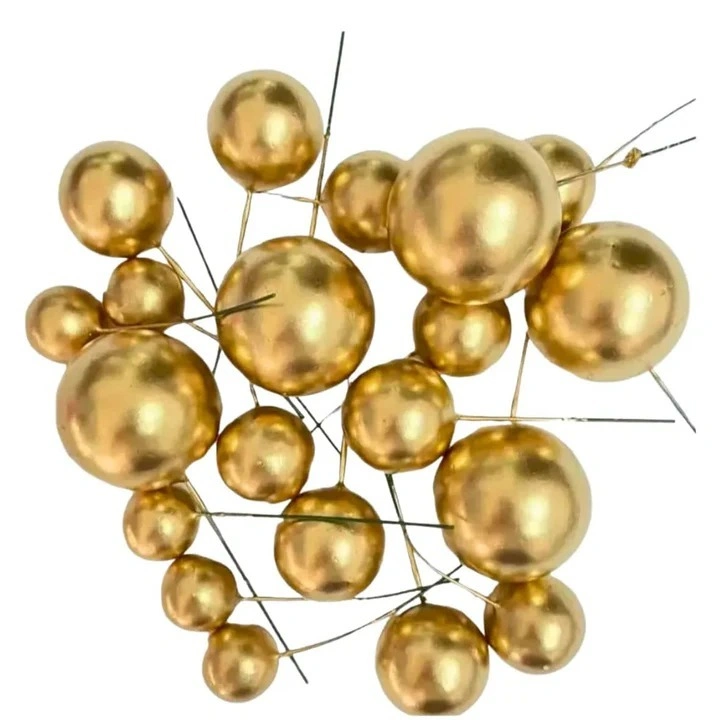Faux Ball Golden – Decorative Balls for Cakes, Crafts & Festive Decor