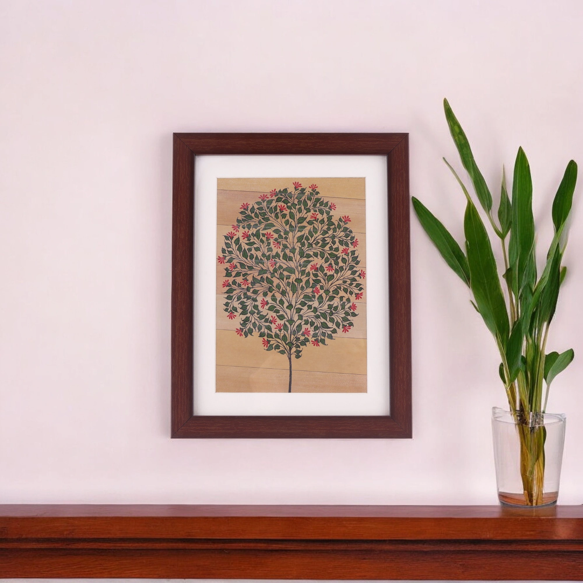 Handprinted Palm Leaf Tree of Life Frame
