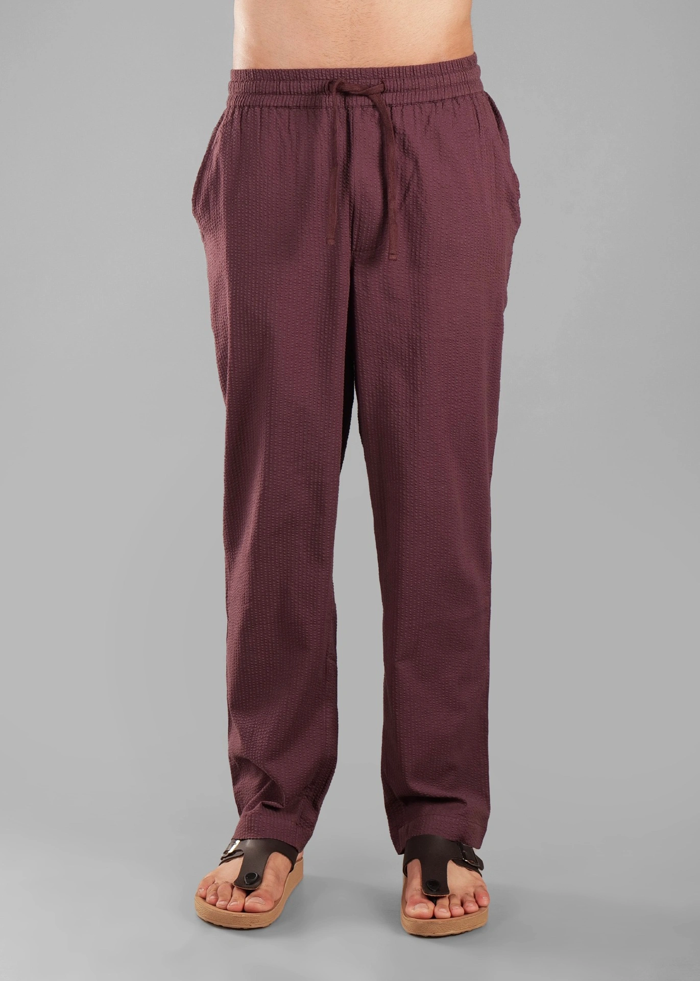 Coffee Bean Textured Relaxed Pants